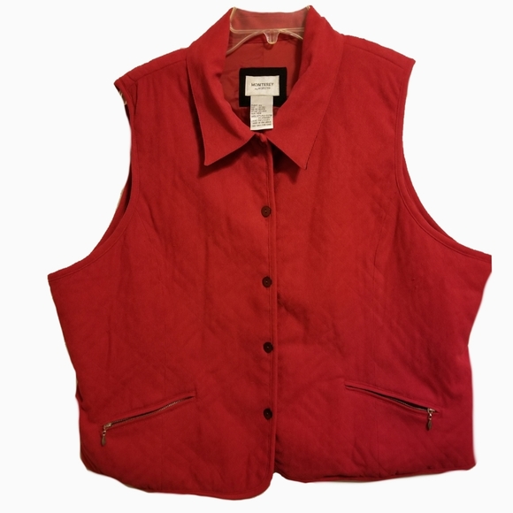Koret | Jackets & Coats | Monterey Koret Red Button Vest 8w Plus ...